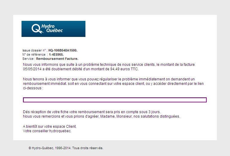 Attention aux courriels frauduleux | Hydro-Québec